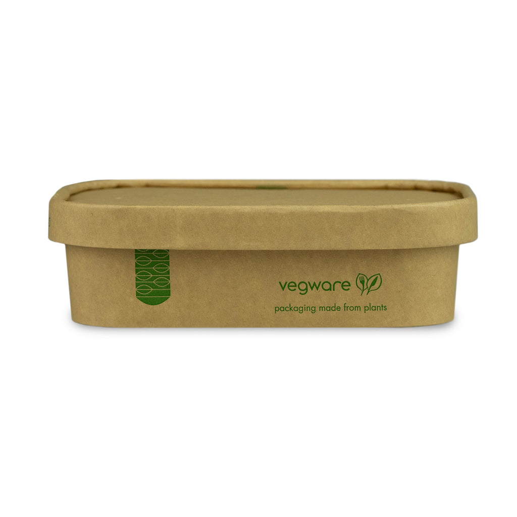 500ml / 16oz Rectangular Paper Takeaway Container - Aqueous Lined - Kr – Vegware
