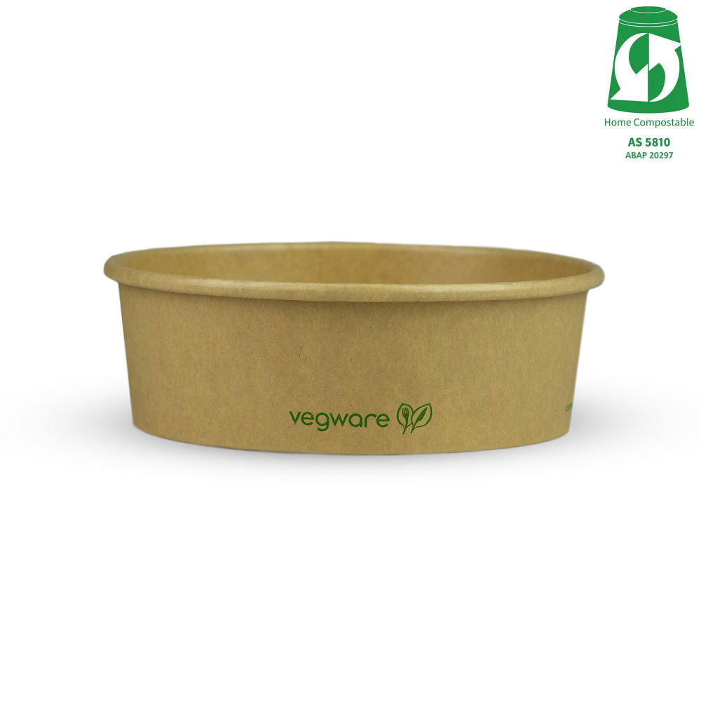 500ml / 16oz Round Paper Takeaway Container - Aqueous Lined - Kraft ...