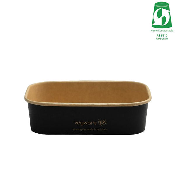 500ml / 16oz Rectangular Paper Takeaway Container - Aqueous Lined - Bl ...